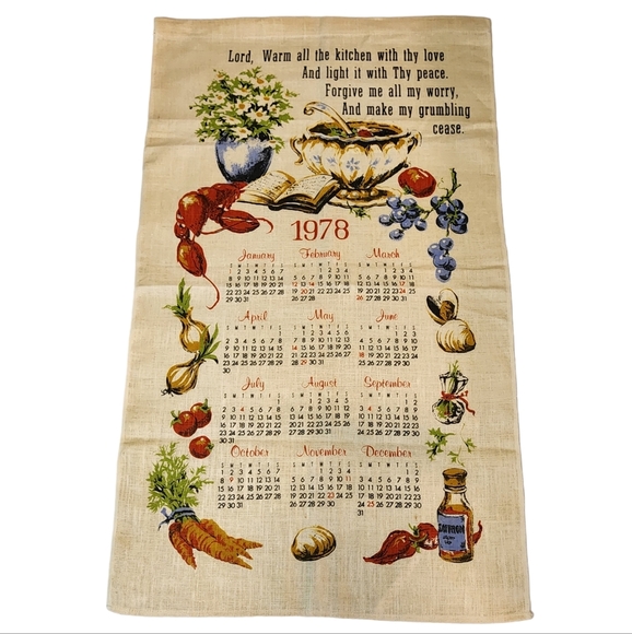 Kitchen | Vintage 1978 Calendar Tea Towel Pre Owned Condition | Poshmark